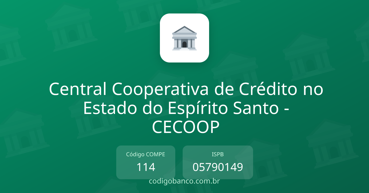Código Banco Central Cooperativa de Crédito no Estado do Espírito Santo ...